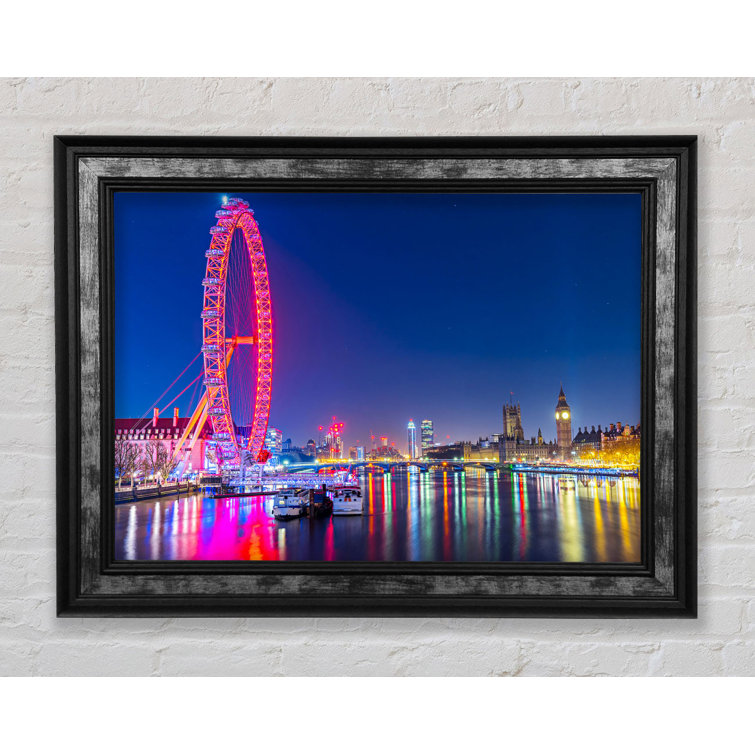 Ebern Designs London Eye Rainbow Thames At Night - Single Picture Frame Art Prints | Wayfair.co.uk